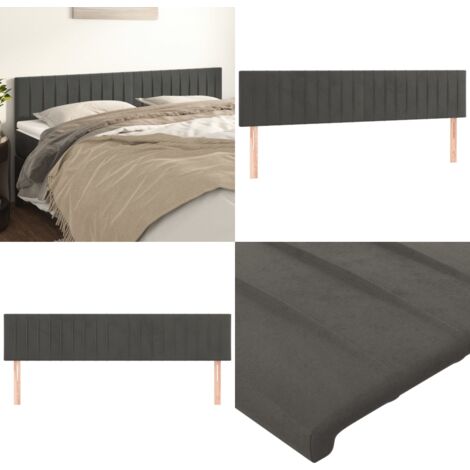 Kopfteile 2 Stk. Dunkelgrau 80x5x78/88 cm Samt - Bettkopfteile ...