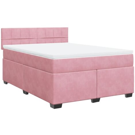 Boxspringbett mit Matratze Rosa 140x190 cm Samt - Samtbett ...