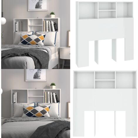 Bett-Kopfteil mit Ablagen Hochglanz-Weiß 100x19x103,5 cm - Bett ...