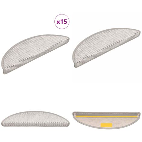 Treppenmatten Selbstklebend Sisal-Look 15 Stk. 56x17x3 Platina ...