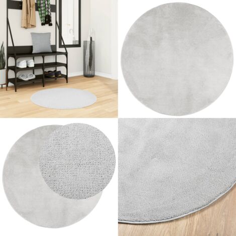 Teppich OVIEDO Kurzflor Grau Ø 80 cm - Kuschelteppich - Grauer Teppich ...