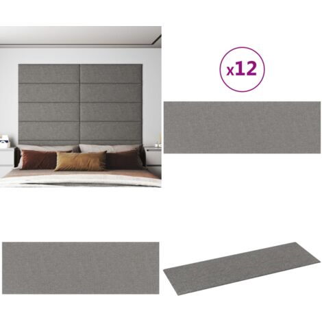 Wandpaneele 12 Stk. Hellgrau 90x30 cm Stoff 3,24 m² - Wandpaneele ...