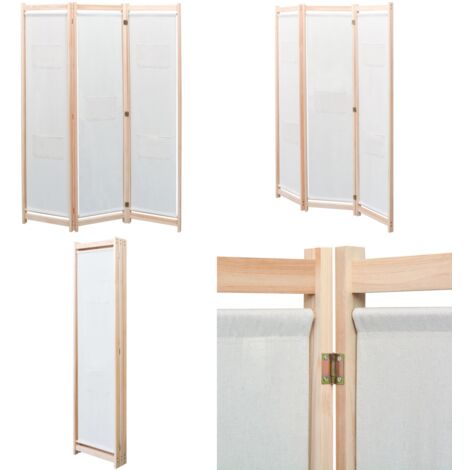 3-teiliger Raumteiler Creme 120 x 170 x 4 cm Stoff - Raumteiler ...