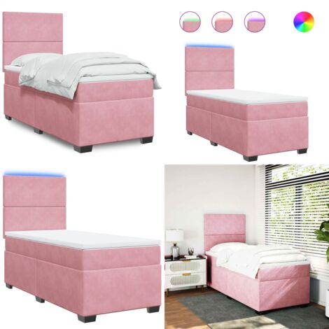 Boxspringbett mit Matratze Rosa 90x190 cm Samt - Boxspringbett ...