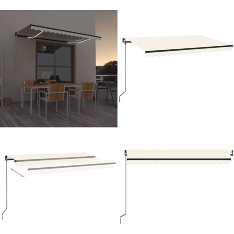 Markise Manuell Einziehbar mit LED 400x350 cm Creme - Outdoor-Markise ...