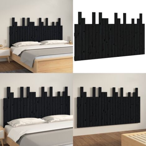 Wand-Kopfteil Schwarz 146,5x3x80 cm Massivholz Kiefer - Holz Kopfteil ...