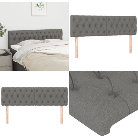 Kopfteile 2 Stk. Dunkelgrau 80x7x78/88 cm Stoff - Bettkopfteile ...