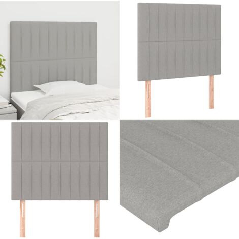 Kopfteile 2 Stk. Hellgrau 90x5x78/88 cm Stoff - Bettkopfteile ...