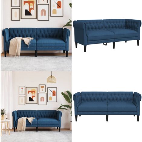 Chesterfield-Sofa 2-Sitzer Blau Stoff - Chesterfield Sofa - Couch Blau ...