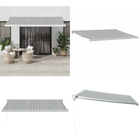 Markise Einziehbar Anthrazit und Weiß 4,5x3 m Stoff Aluminium ...