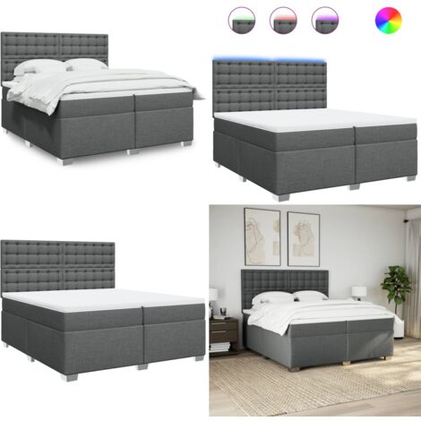 Boxspringbett mit Matratze Dunkelgrau 200x200 cm Stoff - Boxspringbett ...