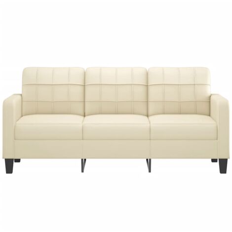 3-Sitzer-Sofa Creme 180 cm Kunstleder - Couch - 3-Sitzer-Sofa ...