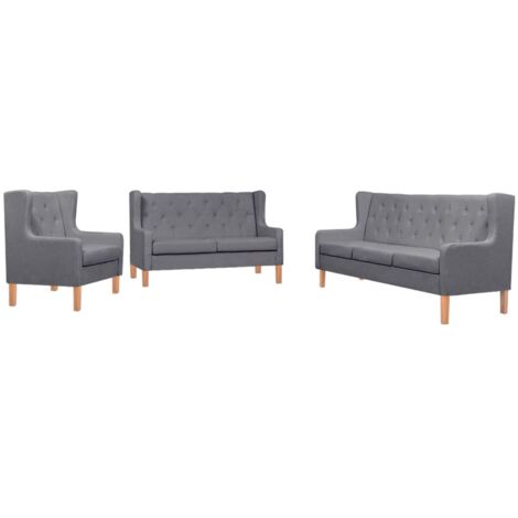 3-tlg. Sofa-Set Stoff Grau - Komfortables Sofa Set - Wohnlandschaft ...
