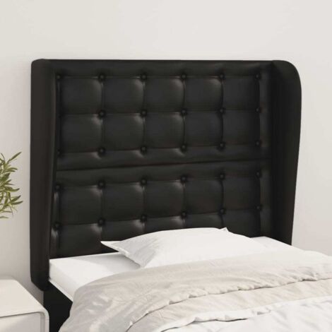 Kopfteil mit Ohren Schwarz 83x23x118/128 cm Kunstleder - Bettkopfteil ...