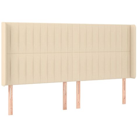 Kopfteil mit Ohren Creme 183x16x118/128 cm Stoff - Bettkopfteil ...