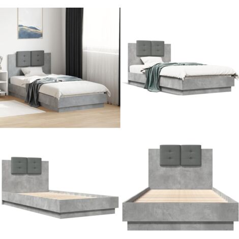 Bettgestell mit Kopfteil Betongrau 75x190 cm Holzwerkstoff - Bettes ...