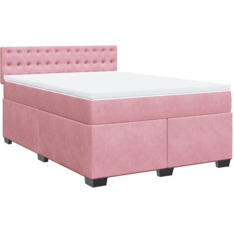 Boxspringbett mit Matratze Rosa 140x190 cm Samt - Samtbett ...