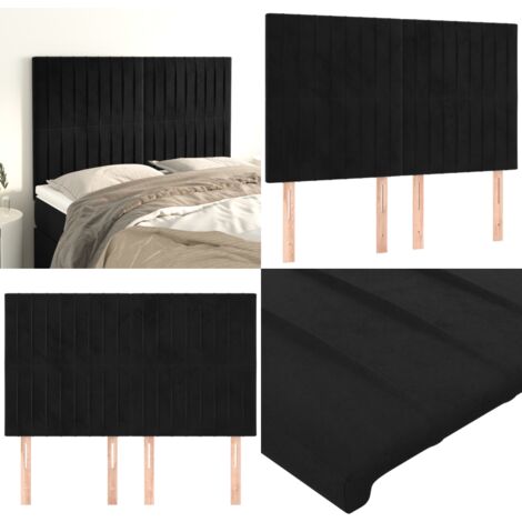 Kopfteile 4 Stk. Schwarz 72x5x78/88 cm Samt - Bettkopfteile - Kopfteile ...