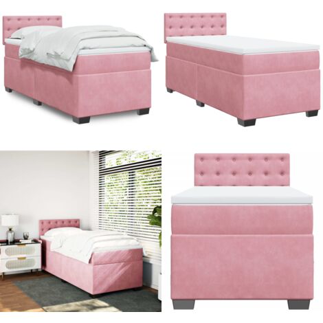 Boxspringbett mit Matratze Rosa 80x200 cm Samt - Samtbett ...