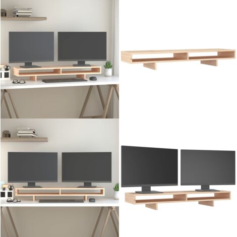 Monitorständer 100x27x14 cm Massivholz Kiefer - Monitorständer ...