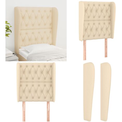 Kopfteil mit Ohren Creme 83x23x118/128 cm Stoff - Bettkopfteil ...