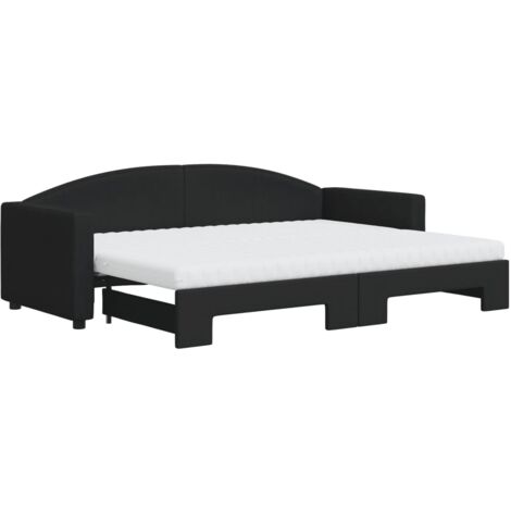 Tagesbett Ausziehbar mit Matratzen Schwarz 80x200 cm Stoff - Sofa ...