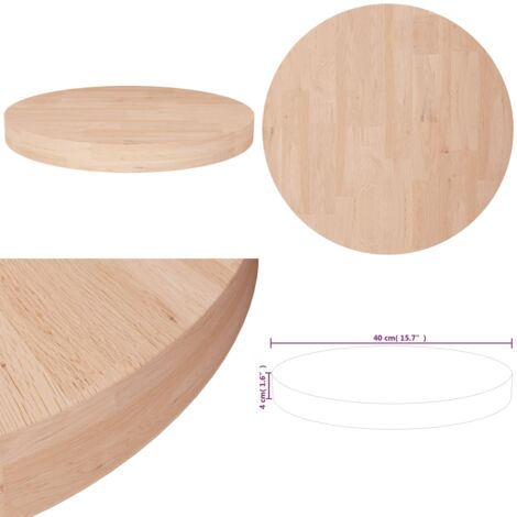 Runde Tischplatte Ø40x4 cm Unbehandeltes Massivholz Eiche - Esstisch ...