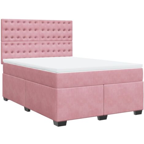 Boxspringbett mit Matratze Rosa 140x190 cm Samt - Samtbett ...
