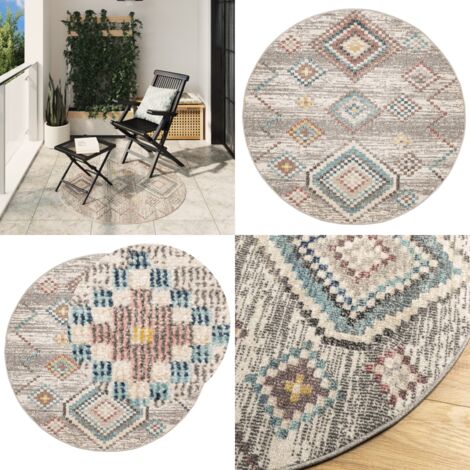 Teppich ARBIZU Indoor und Outdoor Vintage-Design Ø 120 cm - Runder ...