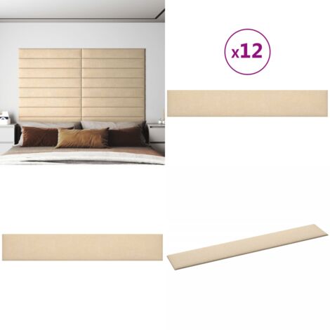 Wandpaneele 12 Stk. Creme 90x15 cm Stoff 1,62 m² - Wandpaneele ...