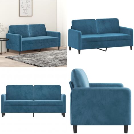 2-Sitzer-Sofa Blau 140 cm Samt - Samtsofa - Couch Blau - Wohnzimmersofa ...