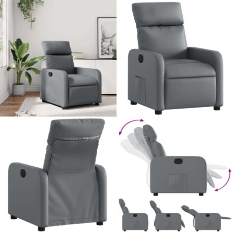 Relaxsessel Grau Kunstleder - Komfortsessel - Relaxsessel - Lounge ...