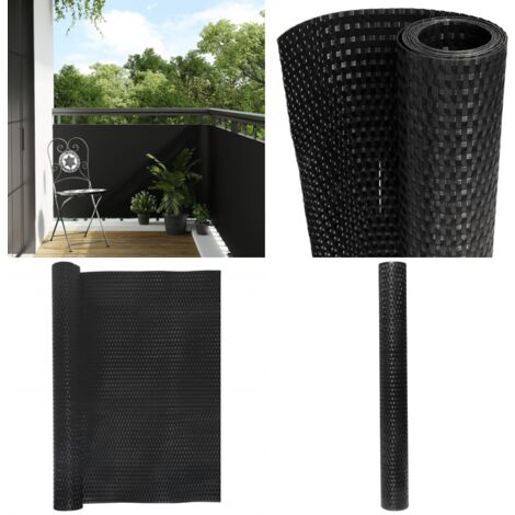 Balkon-Sichtschutz Schwarz 400x100 cm Poly Rattan - Balkon Sichtschutz ...