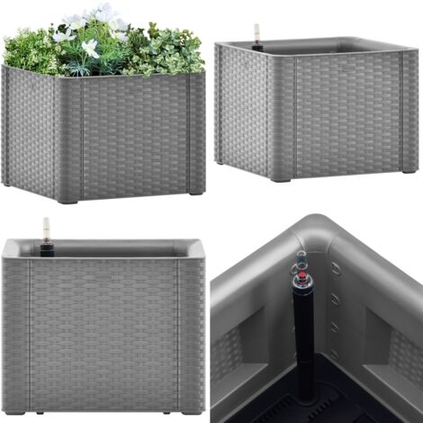 Garten-Hochbeet mit Selbstbewässerungssystem Grau 43x43x33 cm ...