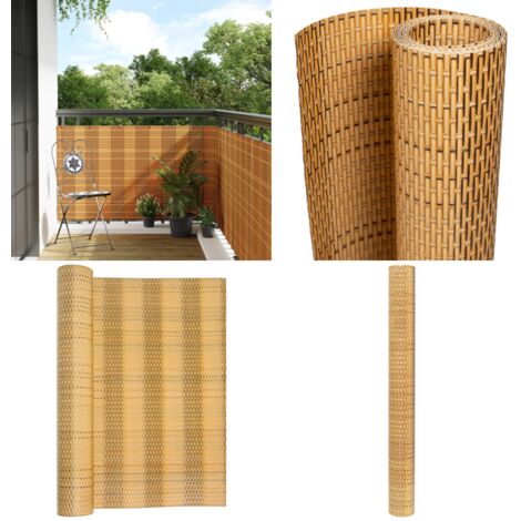 Balkon-Sichtschutz Hellbraun 400x100 cm Poly Rattan - Balken ...