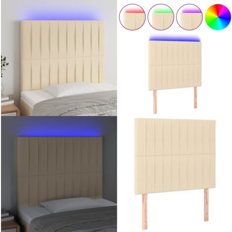 LED Kopfteil Creme 100x5x118/128 cm Stoff - LED Kopfteil - Bett ...