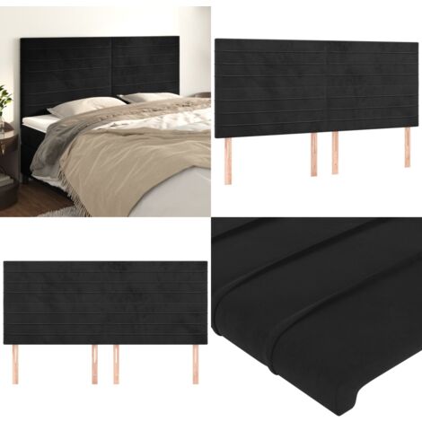 Kopfteile 4 Stk. Schwarz 100x5x78/88 cm Samt - Bettkopfteile - Samtbett ...