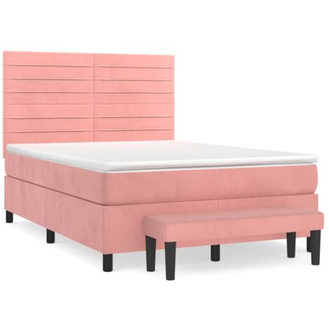Boxspringbett mit Matratze Rosa 140x200 cm Samt - Boxspringbett ...