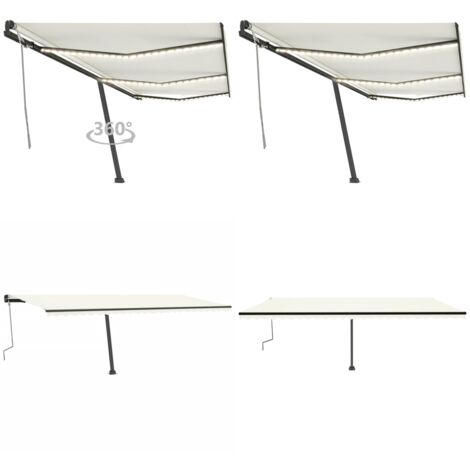 Markise Manuell Einziehbar mit LED 600x350 cm Creme - Outdoor-Markise ...