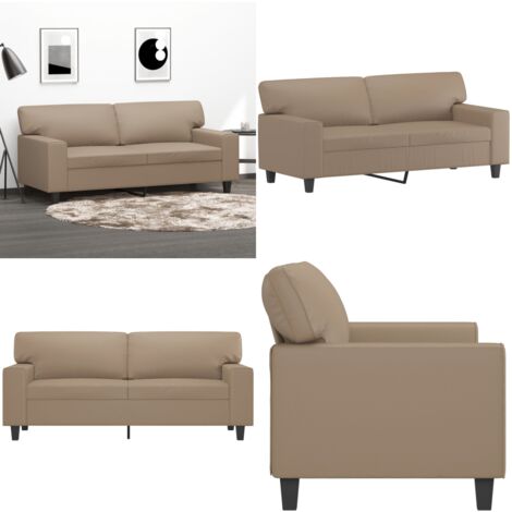 2-Sitzer-Sofa Cappuccino-Braun 140 cm Kunstleder - Couch - 2er Sessel ...
