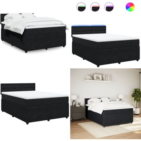 vidaXL Boxspringbett mit Matratze Schwarz 160x200 cm Samt