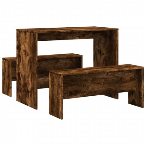3-tlg. Esstisch und Bank Set Räuchereiche Holzwerkstoff - Esstisch Und ...