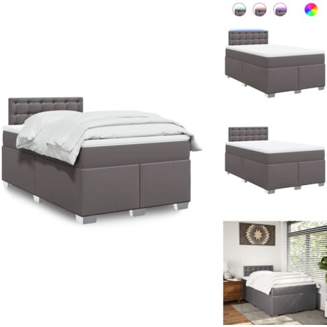 Boxspringbett mit Matratze Grau 120x200 cm Kunstleder - Boxspringbett ...