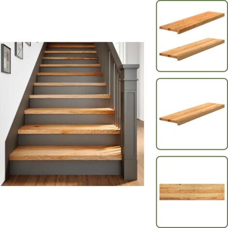 Treppenstufen 2 Stk. Hellbraun 100x30x2 cm Massivholz Eiche ...