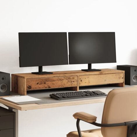 Monitorständer mit Schubladen Altholz-Optik 100x27x15 cm ...