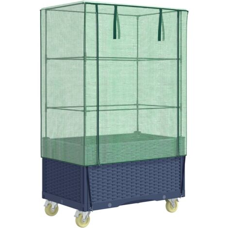 Hochbeet mit Aufsatz und Rollen Rattan-Optik 80x50x182 cm - Hochbeet ...