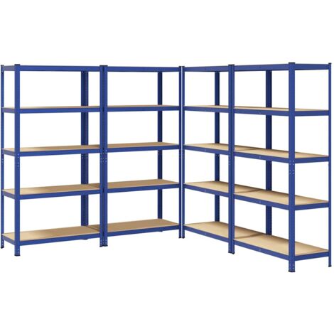 Lagerregale mit 5 Böden 4 Stk. Blau Stahl & Holzwerkstoff - Regal ...