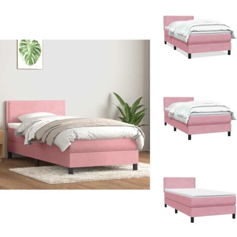 Boxspringbett mit Matratze Rosa 80x210 cm Samt - Boxspringbett ...