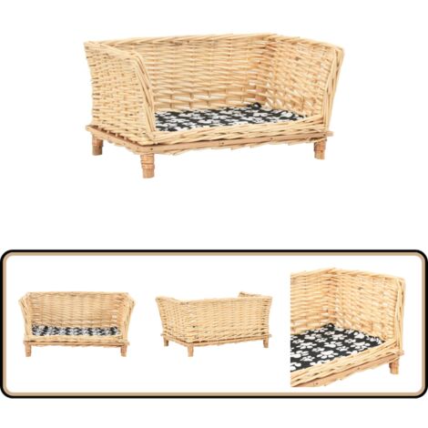 Hundekorb mit Kissen 50x33x30 cm Natur Weide - Hunde Korb - Weidenkorb ...