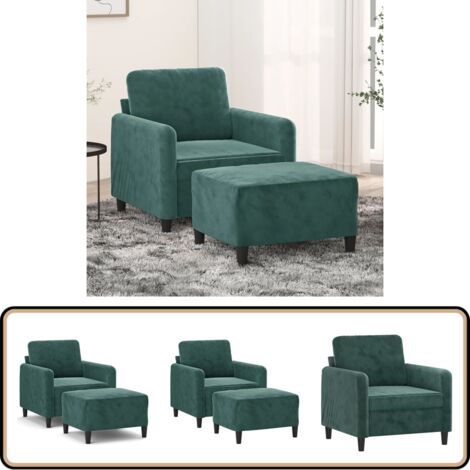 Sessel mit Hocker Dunkelgrün 60 cm Samt - Samtsofa - Sessel Mit Hocker ...